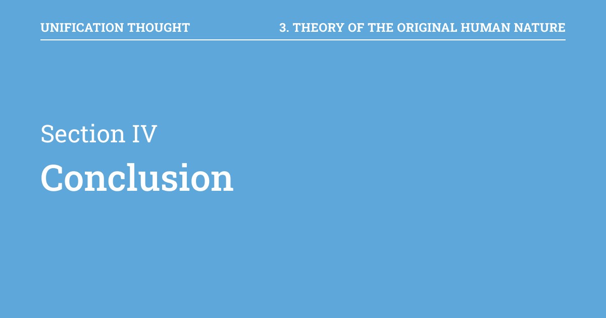 IV. Conclusion - Unification Thought